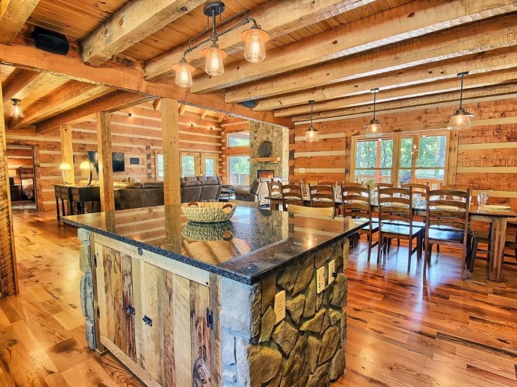 The Barker Wildcat Lodge Will Wow As a Family-Friendly Log Cabin
