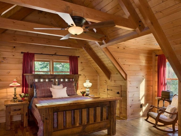 Fall in Love with a Stunning Master Suite in the Daniel Home Log Cabin