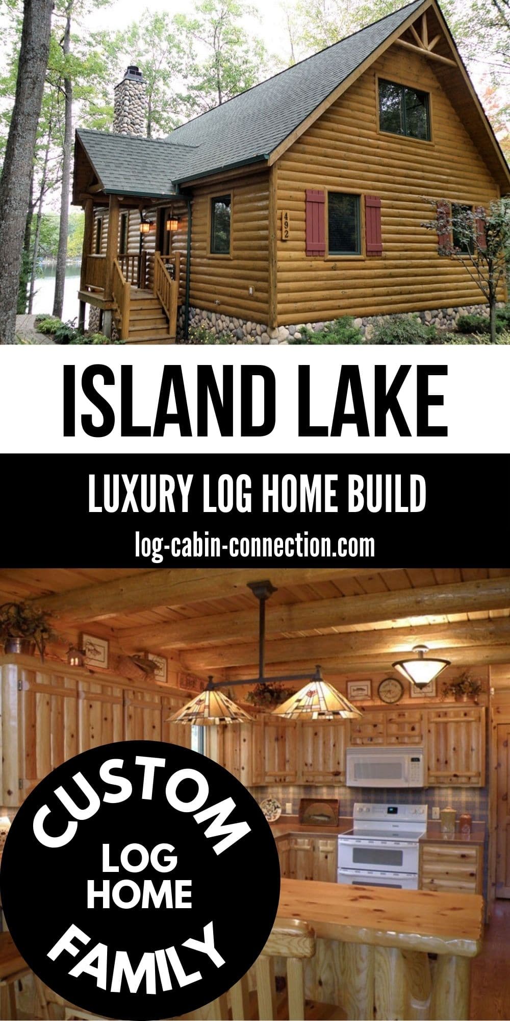 Island Lake Home is a Rustic Log Cabin with Modern Kitchen