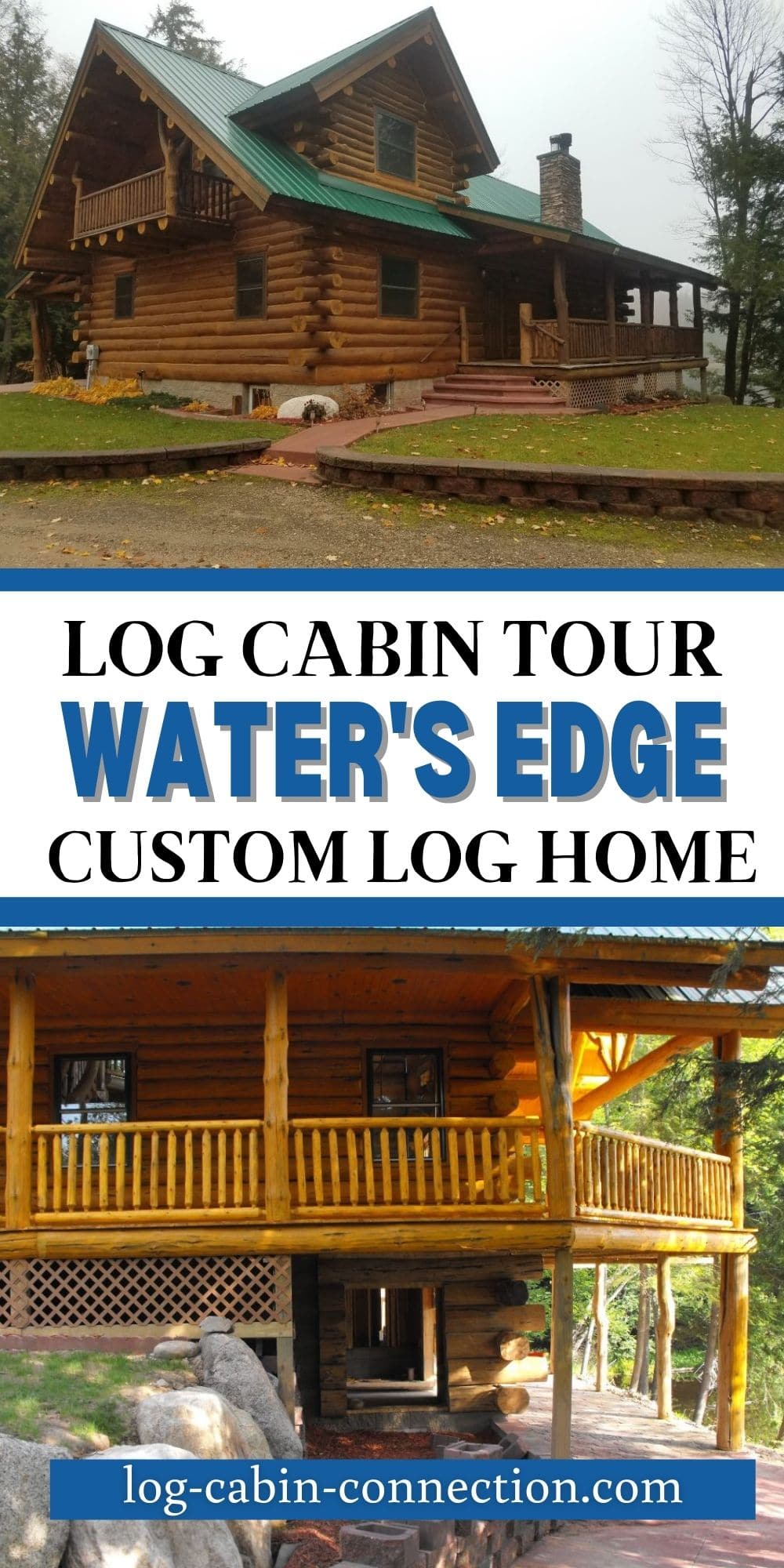 The Water's Edge Log Cabin Has Gorgeous Covered Porches