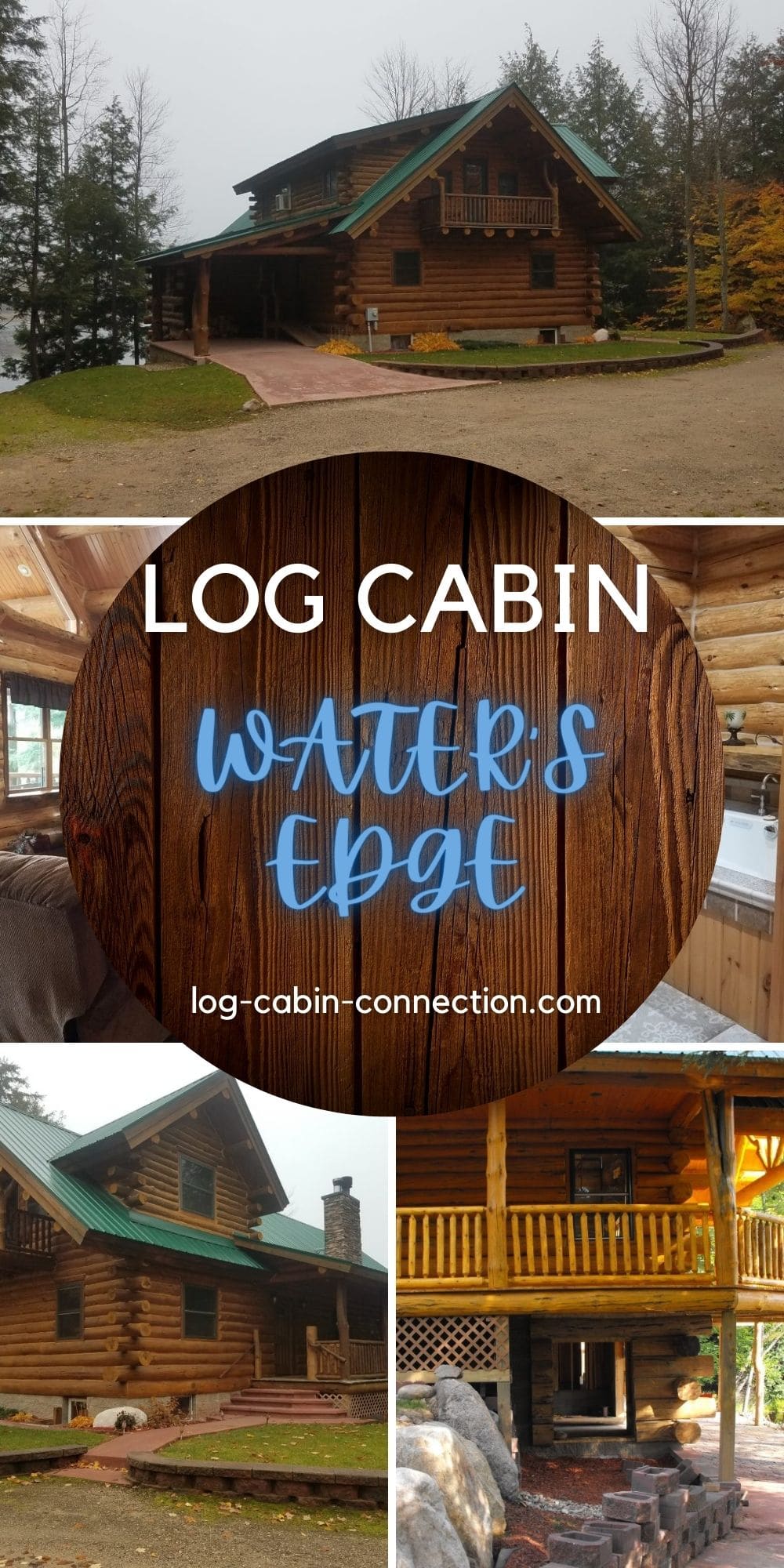 The Water's Edge Log Cabin Has Gorgeous Covered Porches