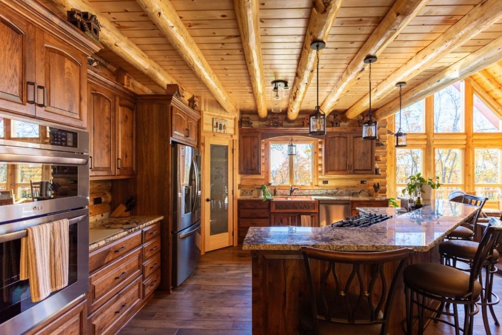 8' Swedish Cope Logs Make the Avonmore a Stunning Log Home