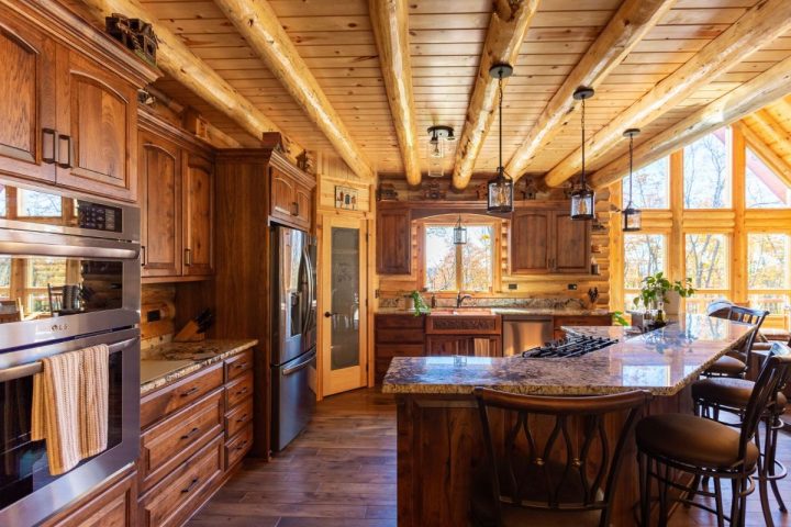 8' Swedish Cope Logs Make the Avonmore a Stunning Log Home
