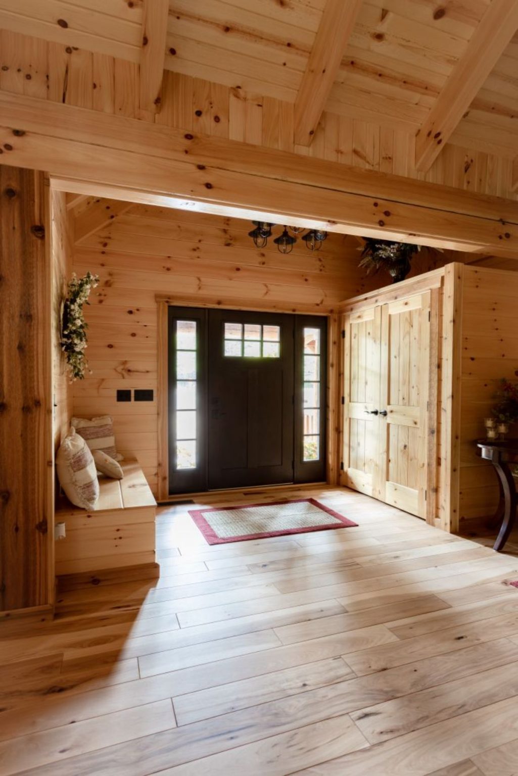 The Boston Mill Log Cabin Has a Stunning Modern Kitchen