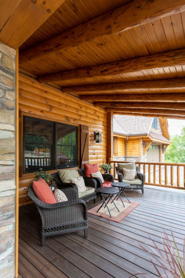 The Boston Mill Log Cabin Has a Stunning Modern Kitchen