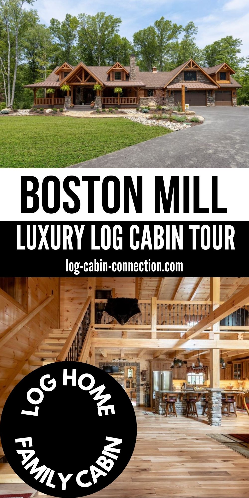 The Boston Mill Log Cabin Has a Stunning Modern Kitchen