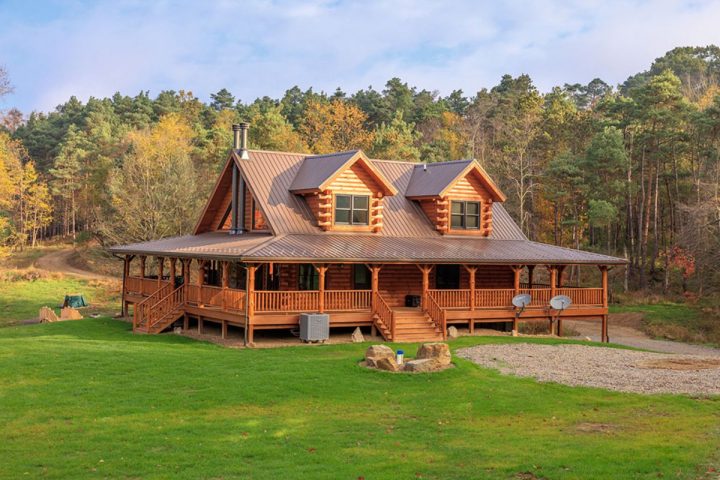 The Creekstone Ohio Log Cabin Has Incredible Wrap-Around Porches