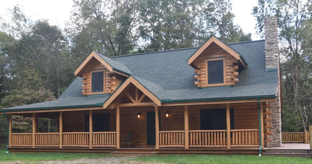 The Chimney Rock Log Cabin Includes a Huge Screened Porch