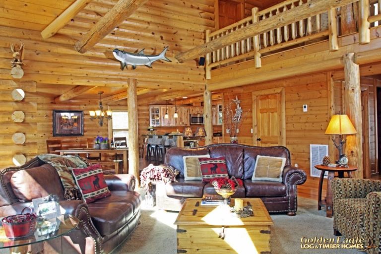 This Myrtle Beach Log Cabin Features Large Great Room Windows