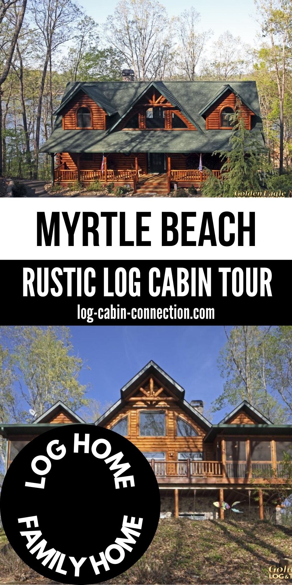 This Myrtle Beach Log Cabin Features Large Great Room Windows