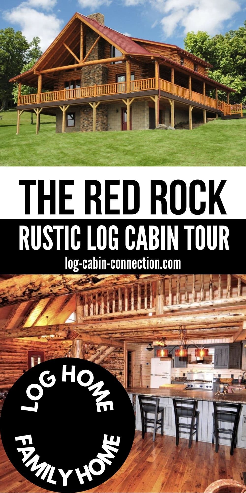 The Red Rock Log Cabin Has a Lovely Modern Kitchen