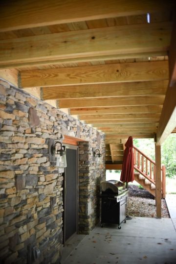 The Slemmer Log Cabin Open Back Deck is Gorgeous