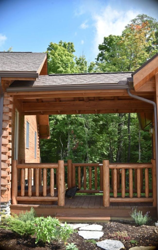The Slemmer Log Cabin Open Back Deck is Gorgeous