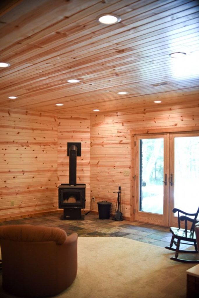 The Slemmer Log Cabin Open Back Deck is Gorgeous