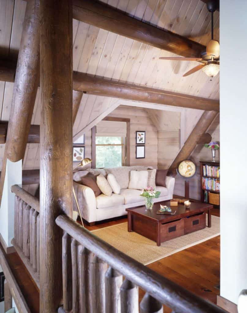 Smaller Sebec Log Cabin Makes Loft Space Functional